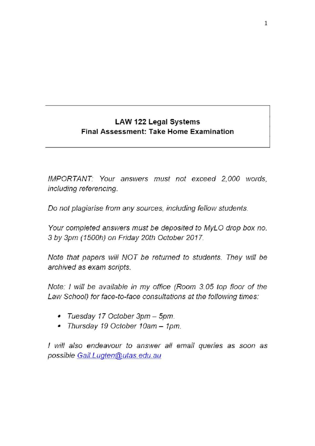 2020 final exam - LAW122 - Studocu