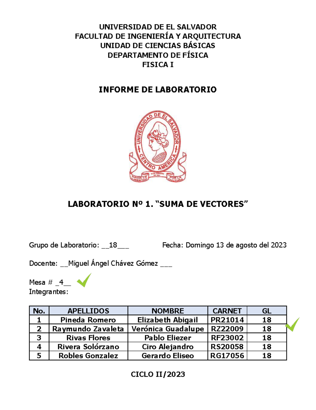 GL18 - guia de laboratorio - UNIVERSIDAD DE EL SALVADOR FACULTAD DE ...