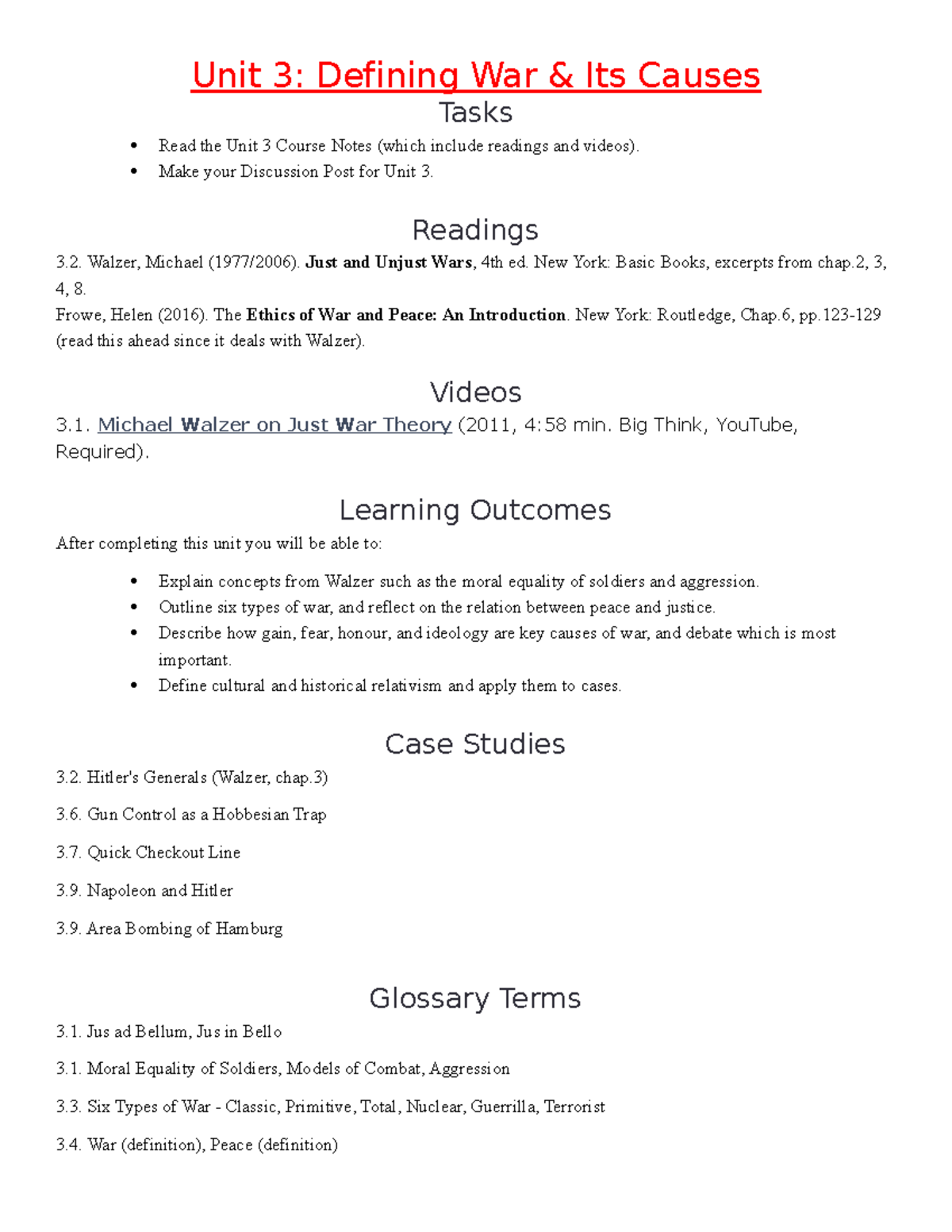 Unit 3 Defining War its causes - Unit 3: Defining War & Its Causes ...