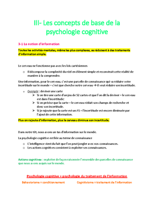 TD psycho cognitive - TD de psychologie cognitive Séance 1 ...