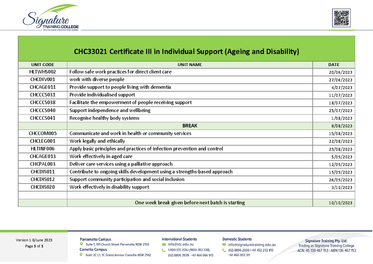 CHC33021 Certificate III In Individual support Ageing and disability ...