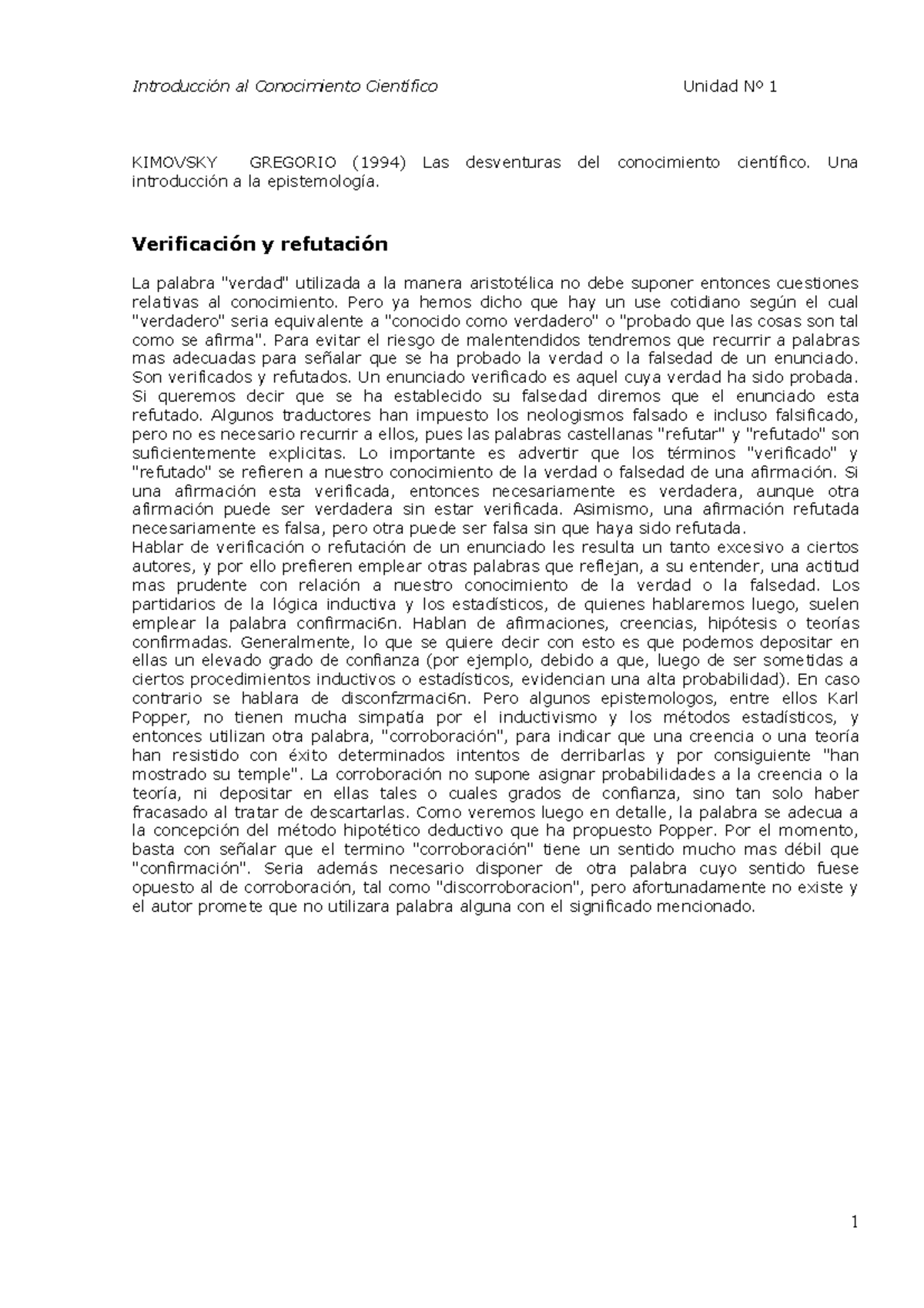 4 Verificacion y Refutacion - Introducción al Conocimiento Científico ...