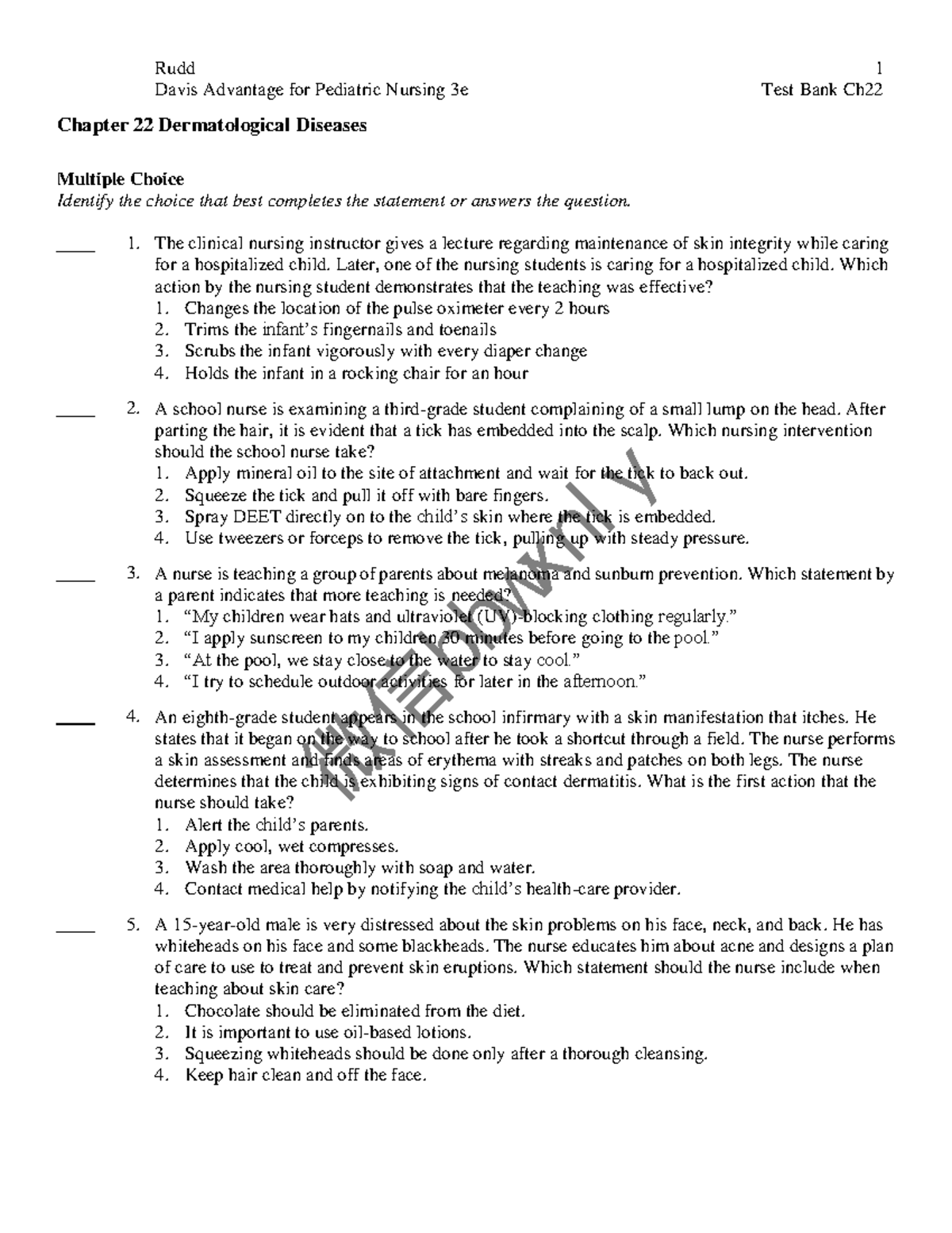 Test bank pediatric nursing critical components of nursing care 3rd ...