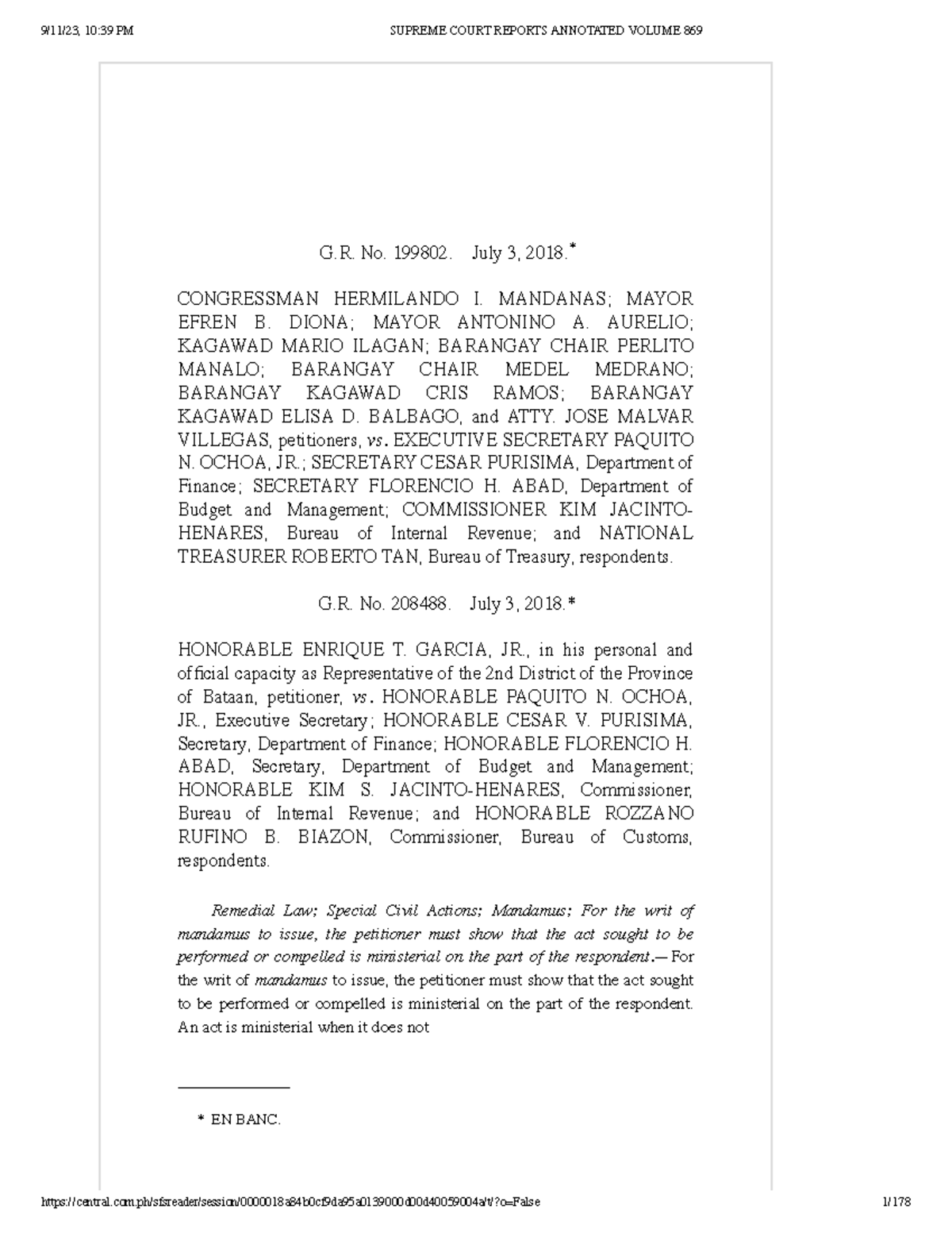 Mandanas-vs-Ochoa - G. No. 199802. July 3, 2018.* CONGRESSMAN ...