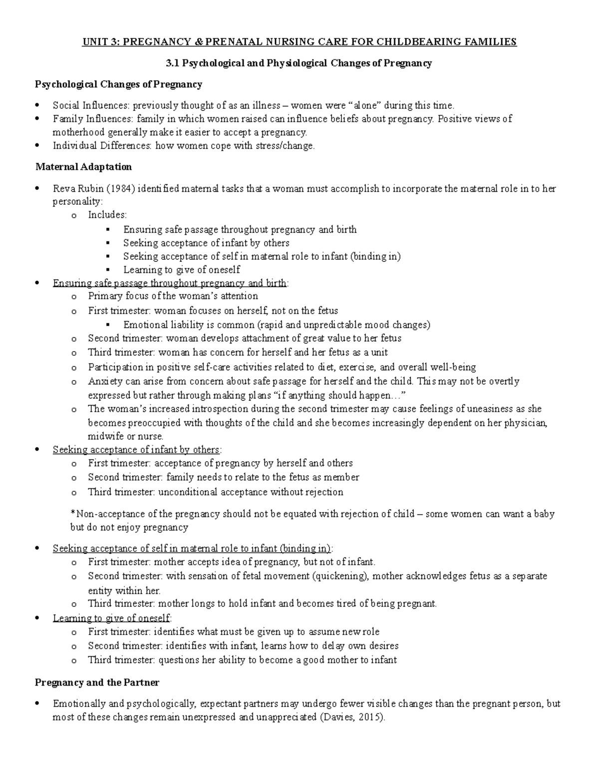 UNIT 3 MAT - unit 3 of maternity nursing lecture - UNIT 3: PREGNANCY ...