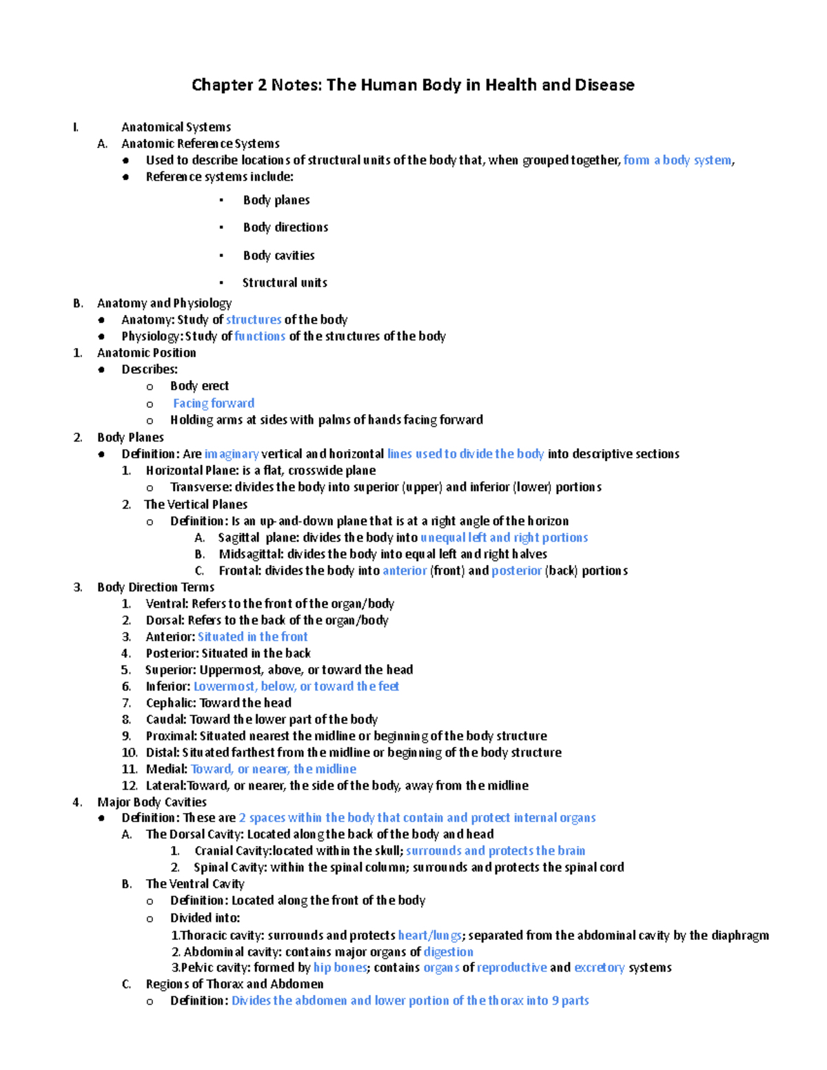 Human Body in Health and Disease - Anatomical Systems A. Anatomic ...