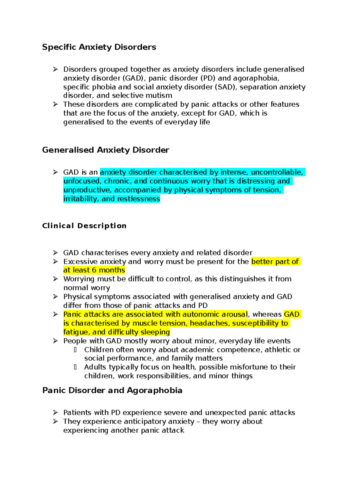 Chapter 5 Notes - Specific Anxiety Disorders Disorders grouped together ...