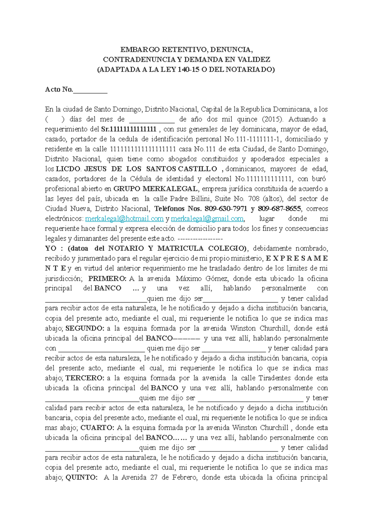 Embargo Retentivo Modelo - EMBARGO RETENTIVO, DENUNCIA, CONTRADENUNCIA ...