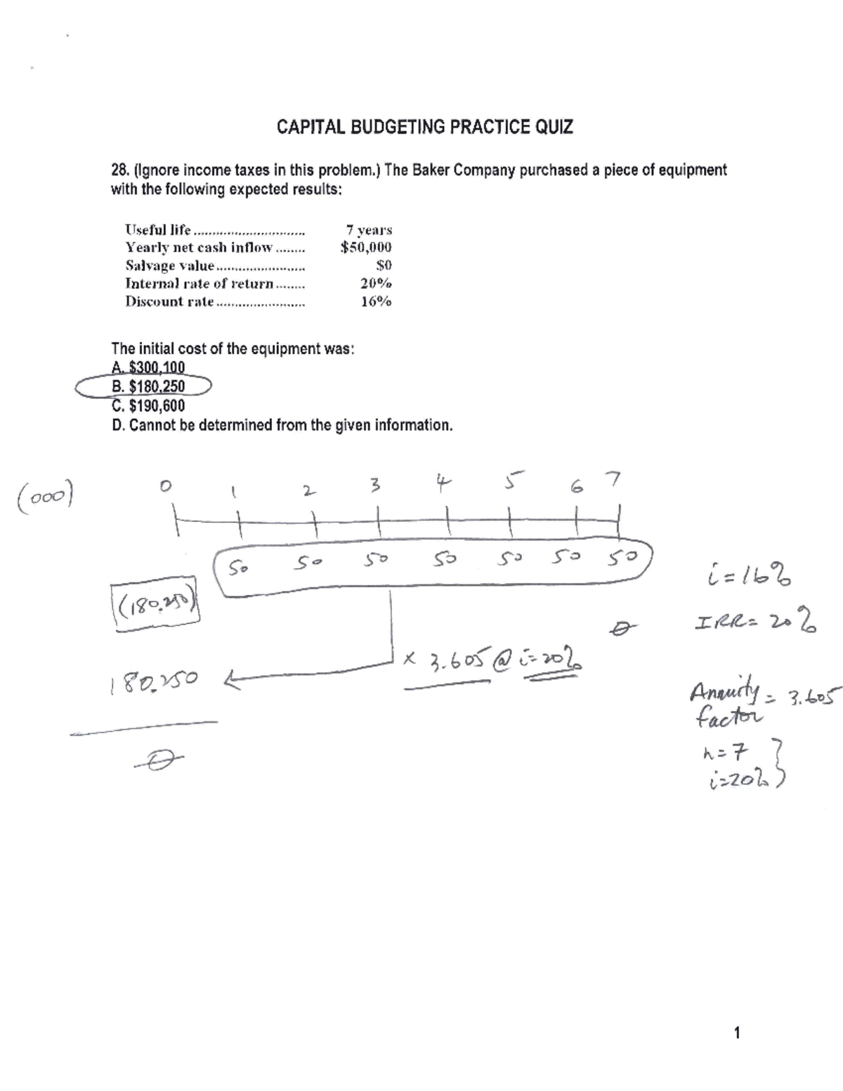 Cap Budgeting In-Class Handout 000 2 - Education - ICCT Colleges - Studocu