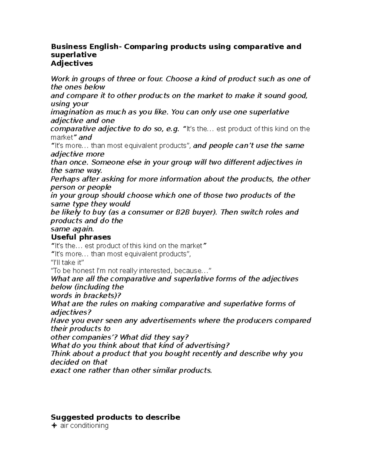 Business English comparing 258013 - Business Comparing products using ...