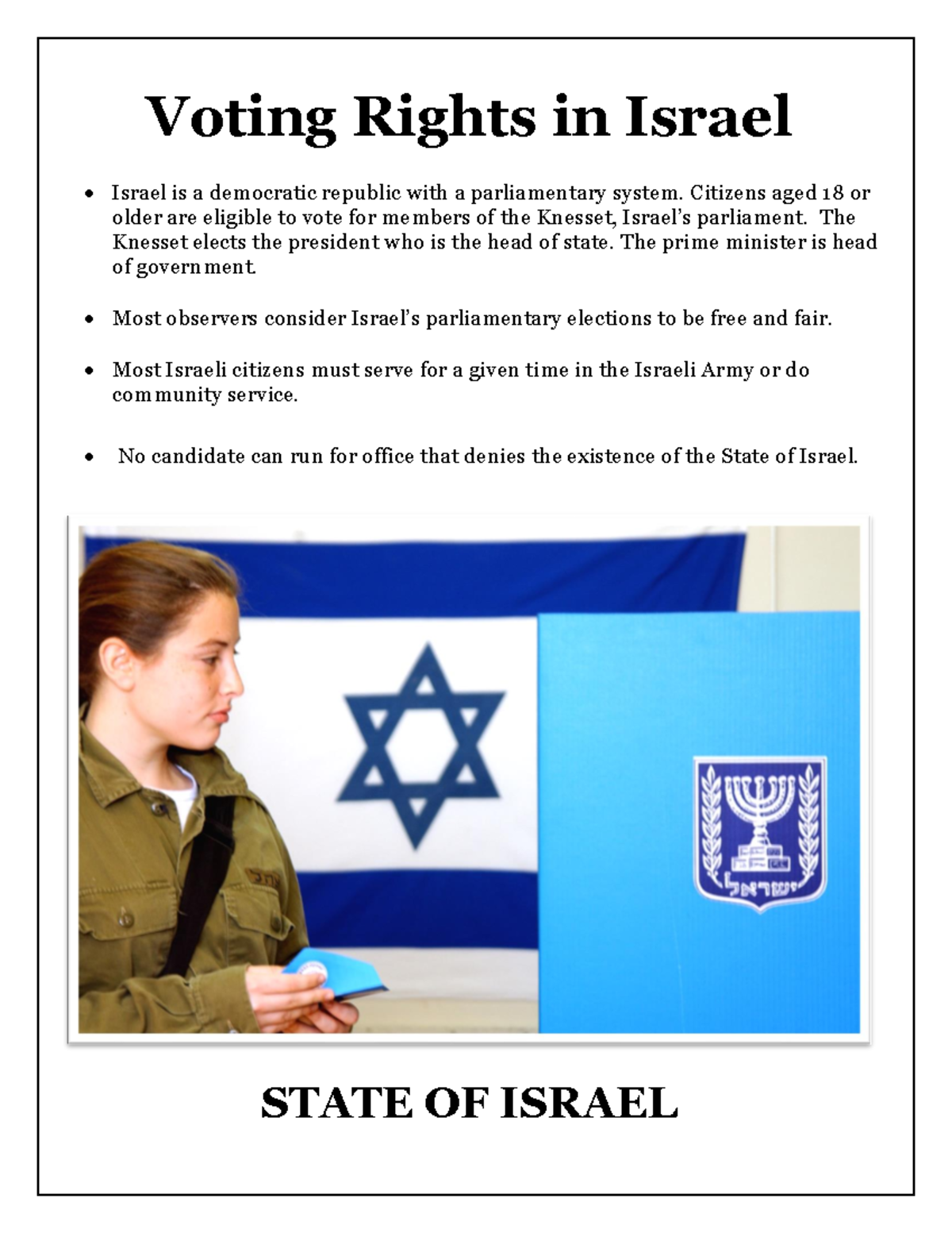 Middle East Government Analysis - Voting Rights in Israel Israel is a ...