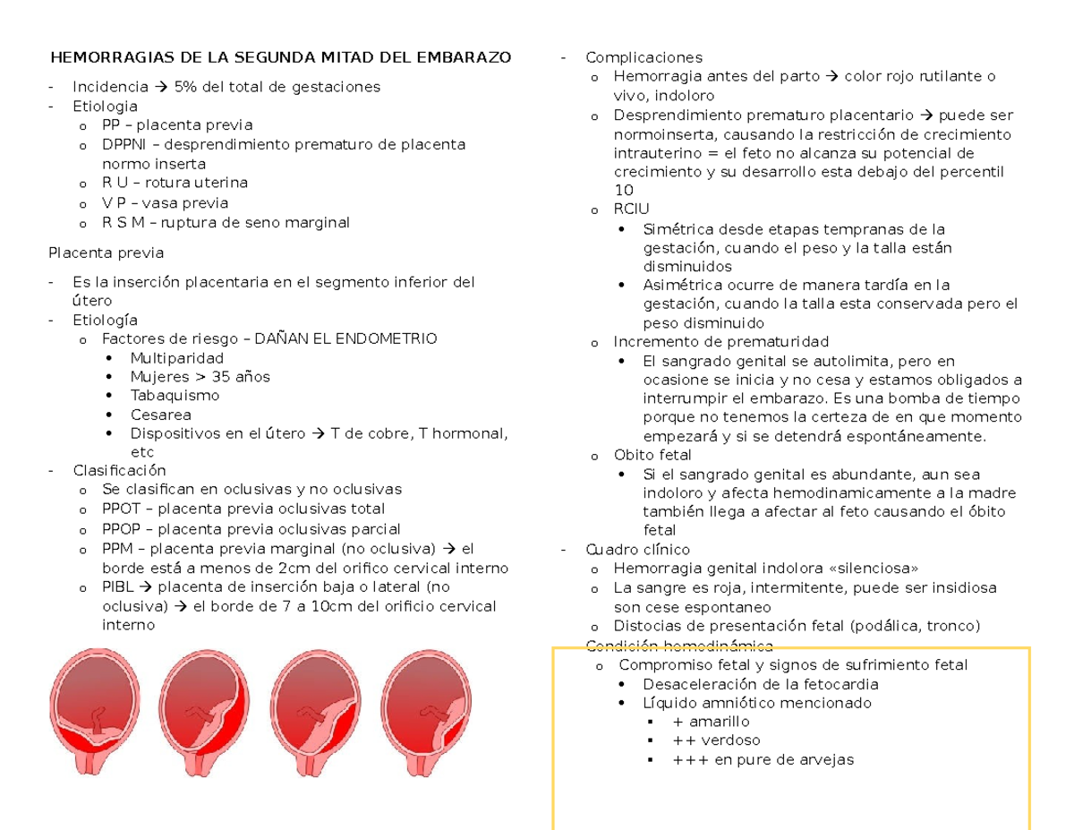 Hemorragia Segunda Mitad - Ginecología Y Obstetricia I - Universidad ...