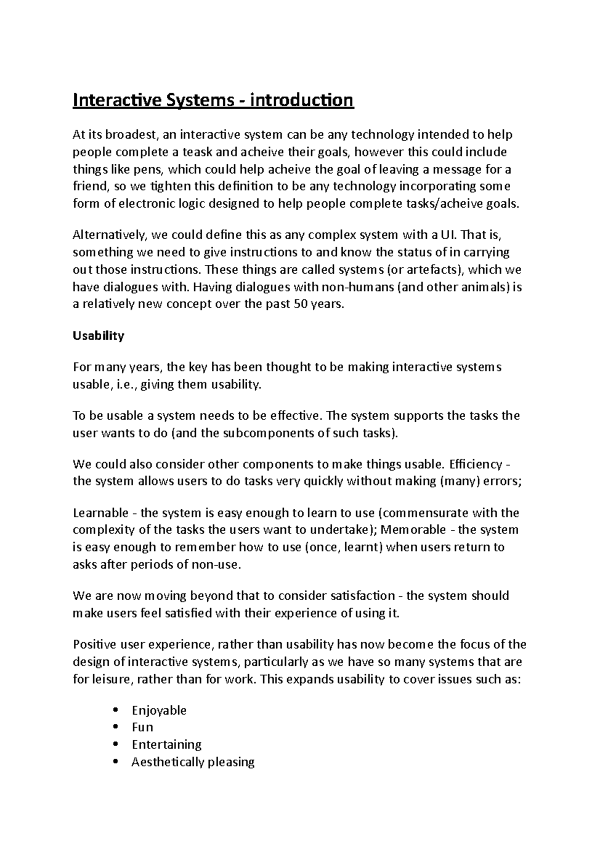 Interactive Systems - introduction - Alternatively, we could define ...