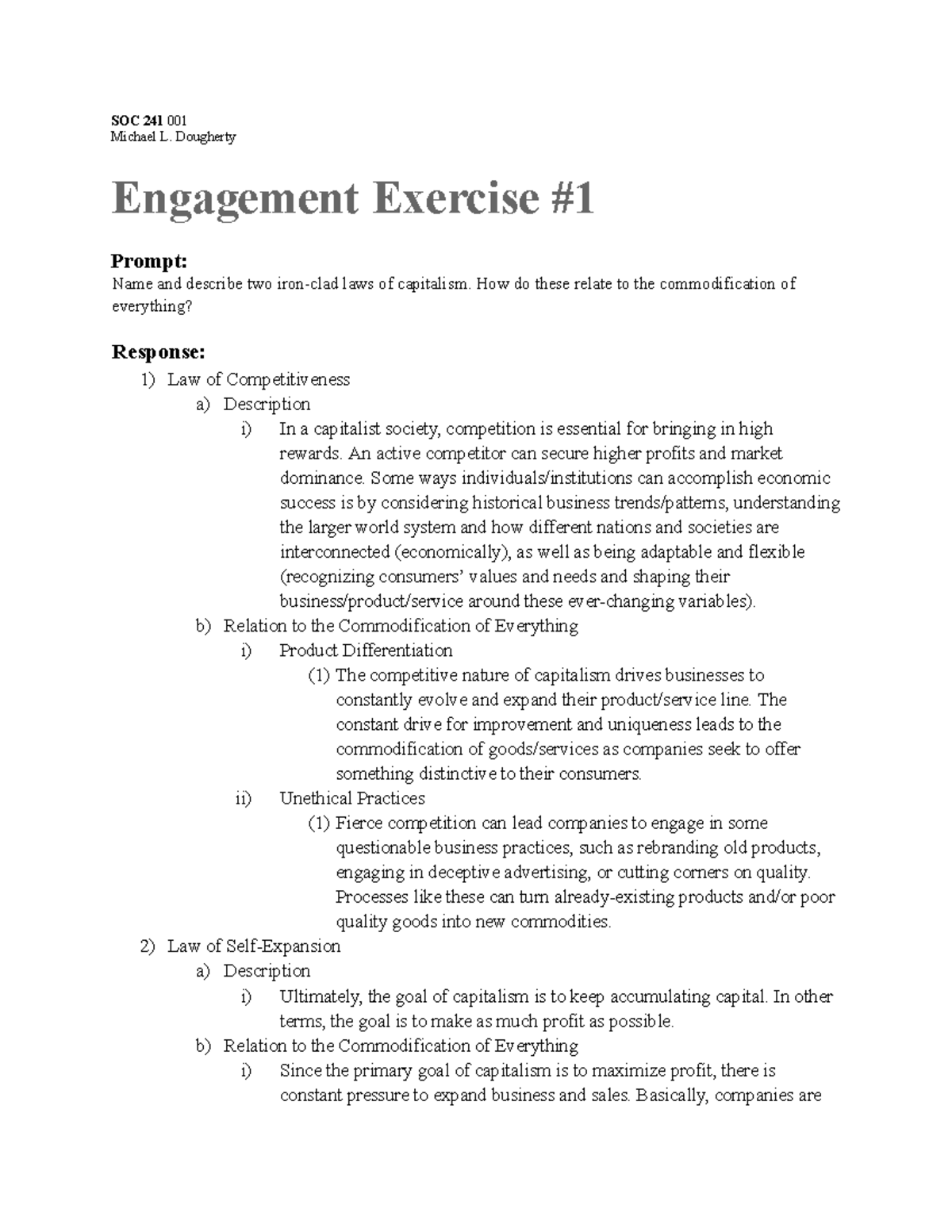 SOC241 EE Notes - Engagement Exercises #1-4 - SOC 241 001 Michael L ...