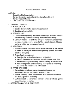 Week 2 Notes - MLS PROPERTY CLASS TWO NOTES I. GIFTS OF PERSONAL ...