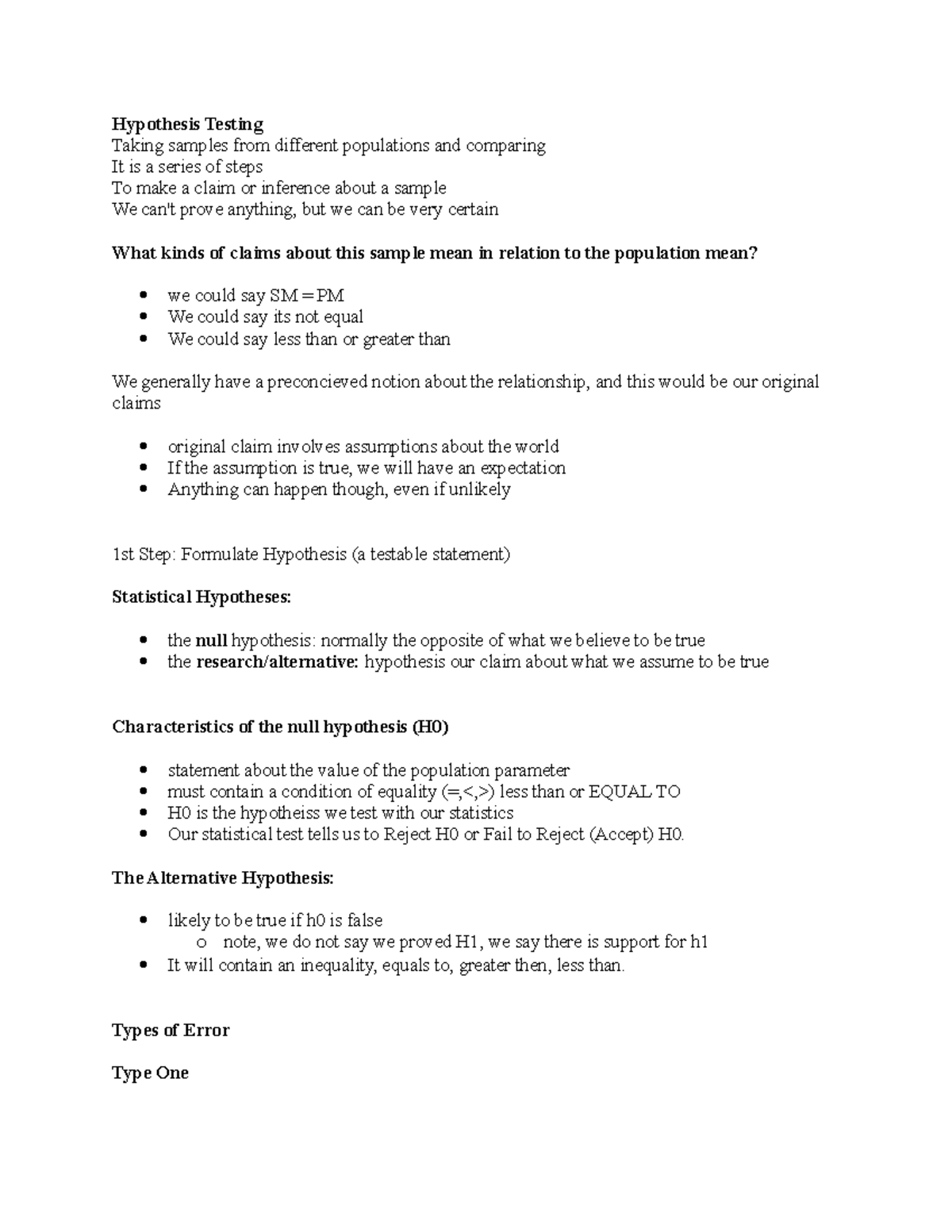 Hypothesis Testing - Hypothesis Testing Taking samples from different ...