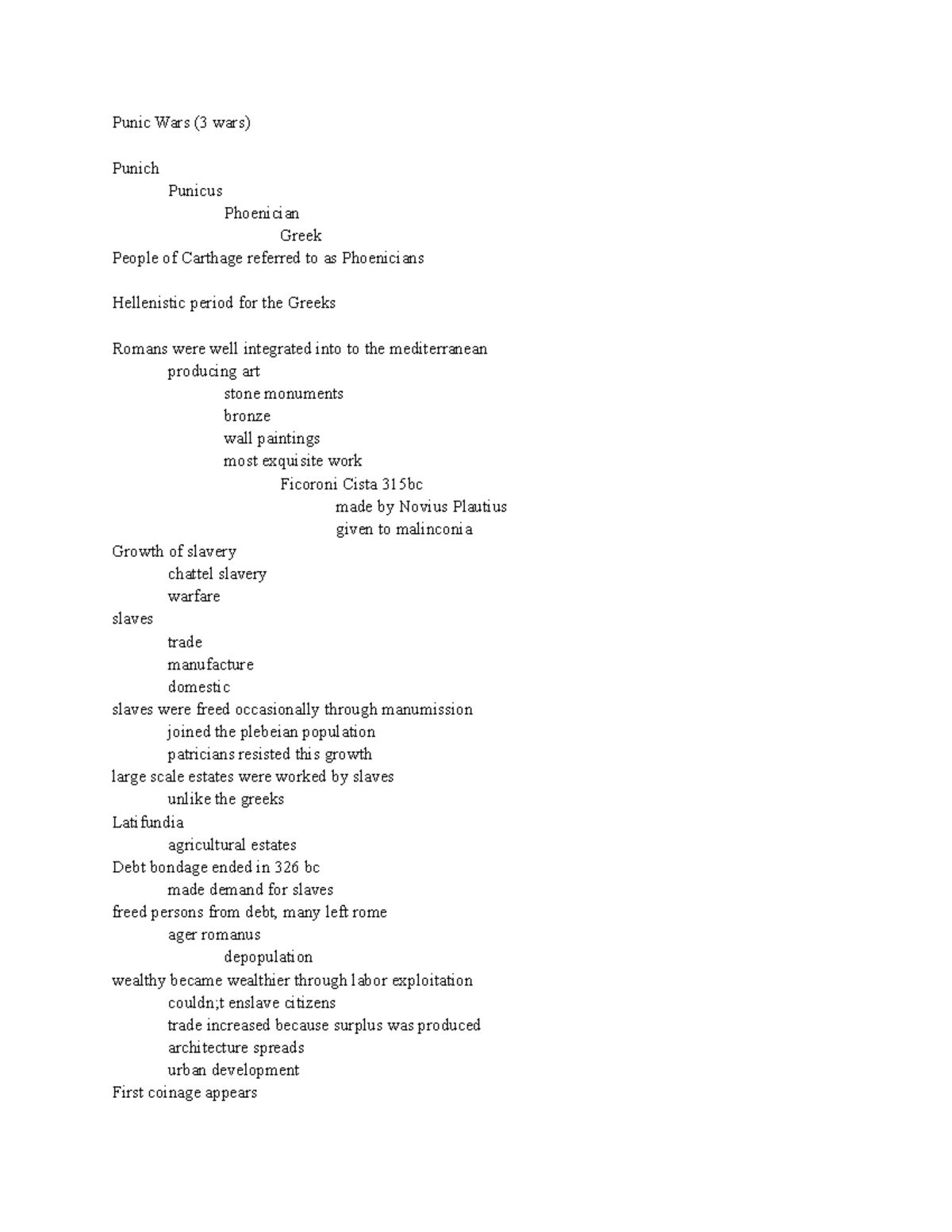 History Final - Summary Rise Of Rome - Punic Wars (3 wars) Punich ...
