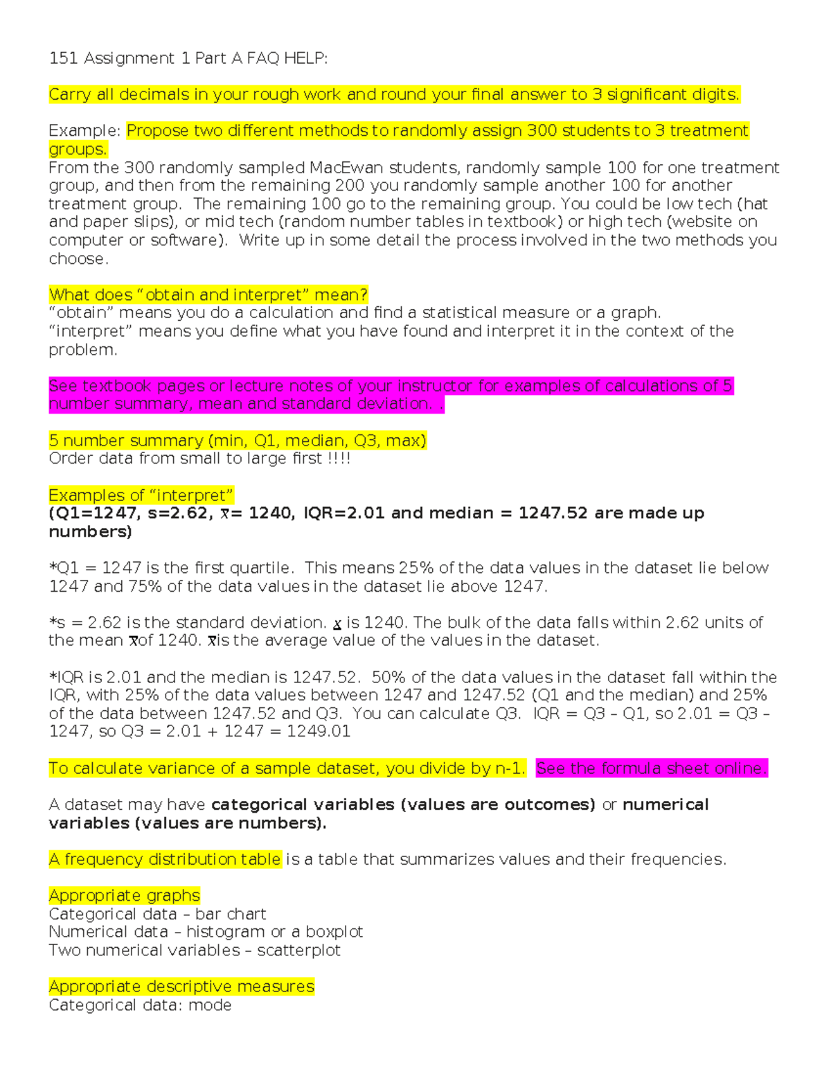 Help Assignment 1 Part A All Students V2 - 151 Assignment 1 Part A FAQ ...