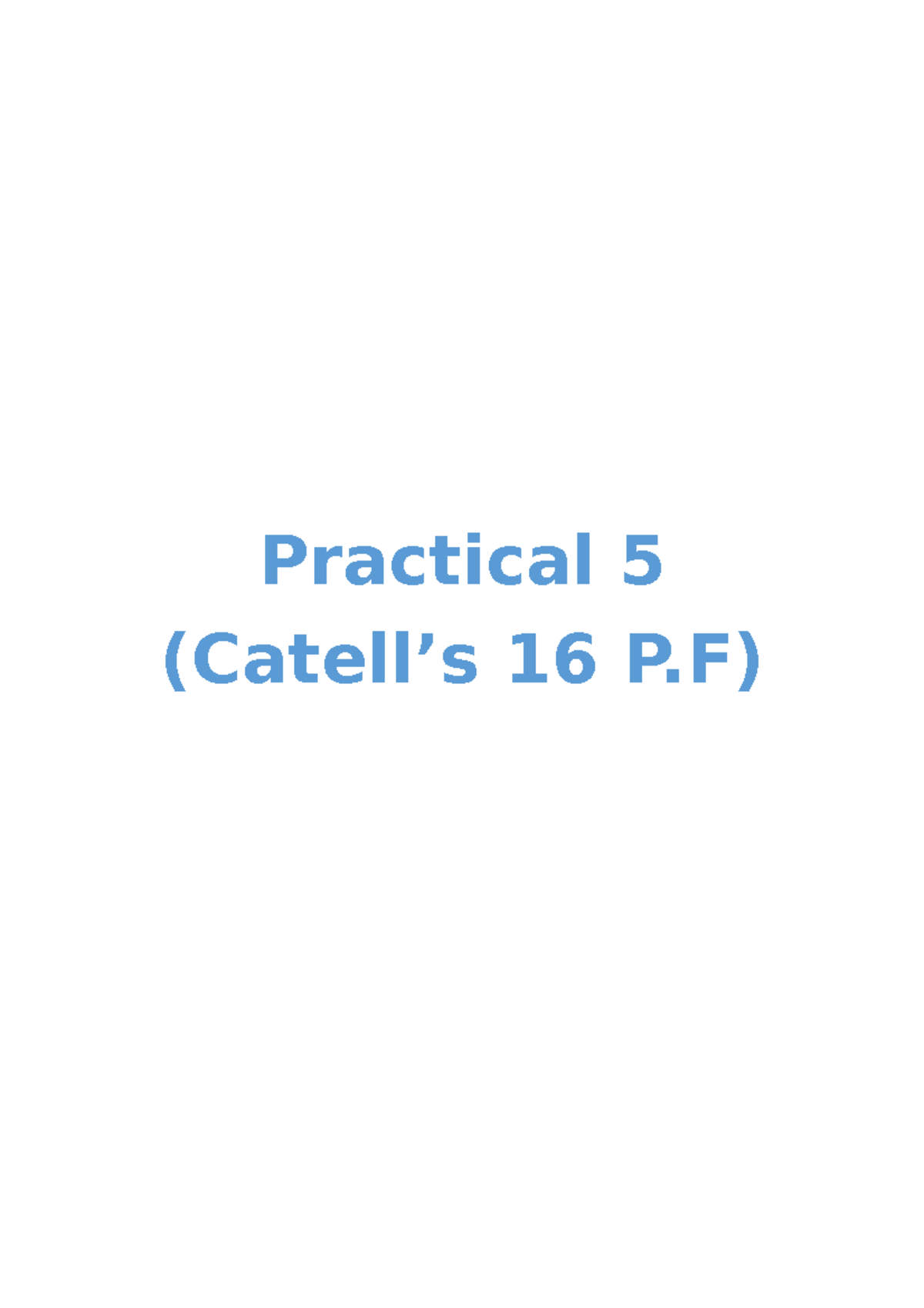 Practical 5 16pf Imp Practical 5 Catells 16 P Title 16
