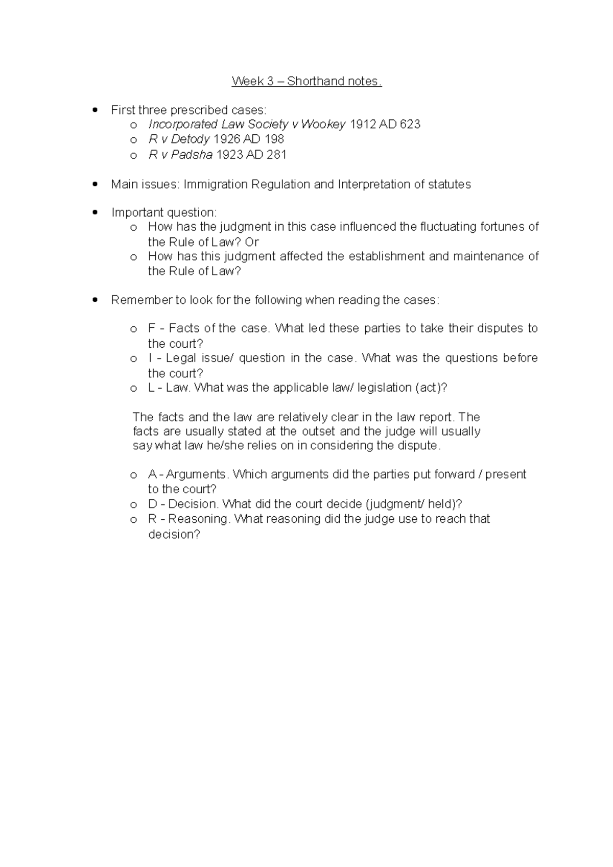 Week 3 Shorthand notes 2022 - Week 3 – Shorthand notes. First three ...