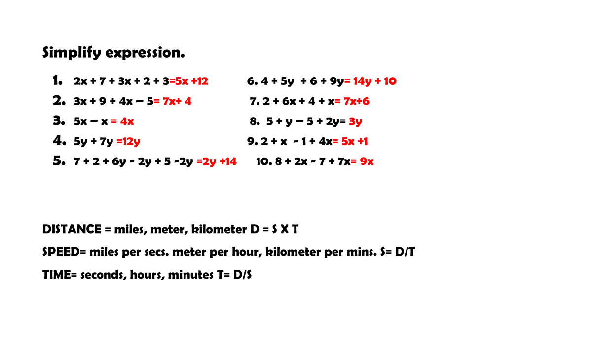 Simplify expression - reviewer - Diploma in Office Management ...