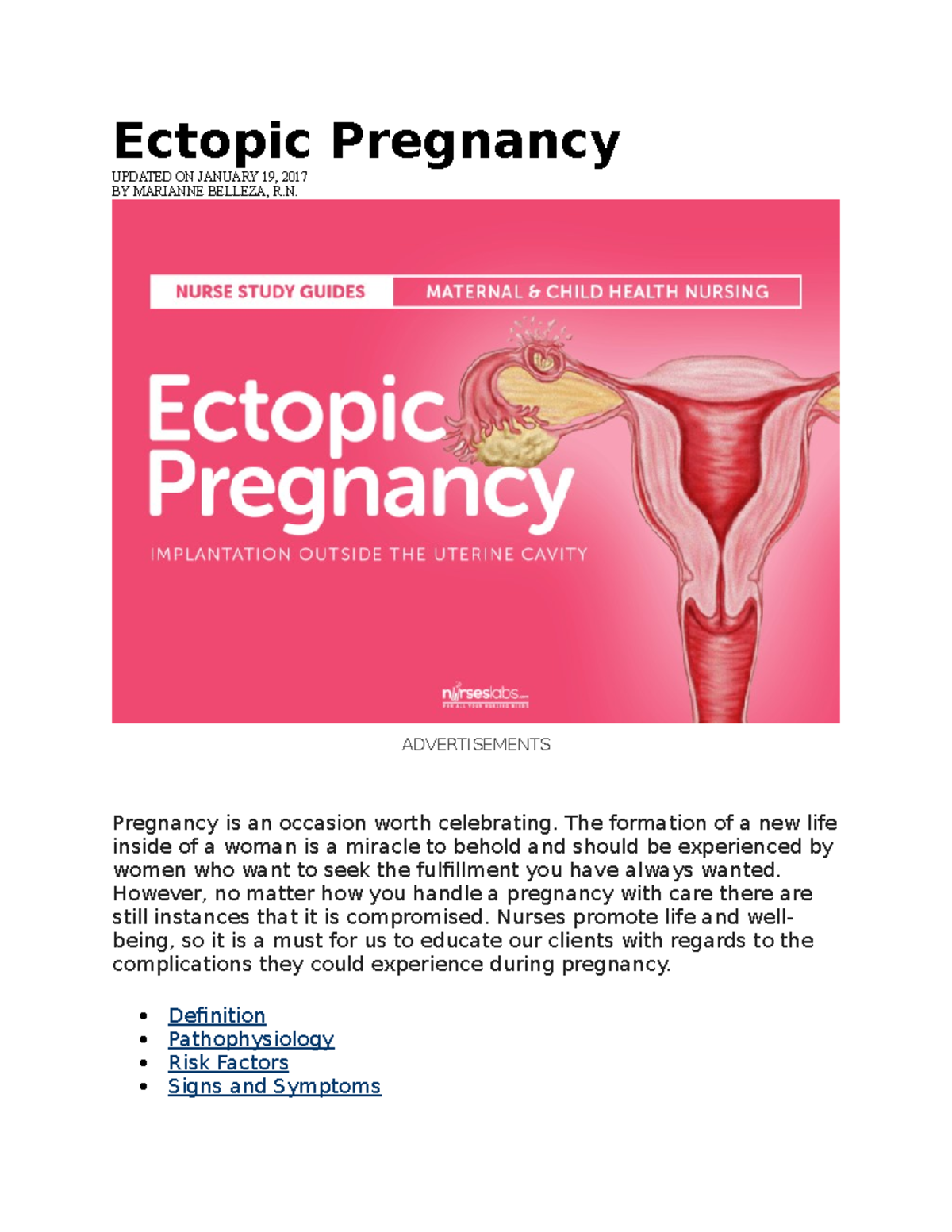 Ectopic Pregnancy - Ectopic Pregnancy UPDATED ON JANUARY 19, 2017 BY ...