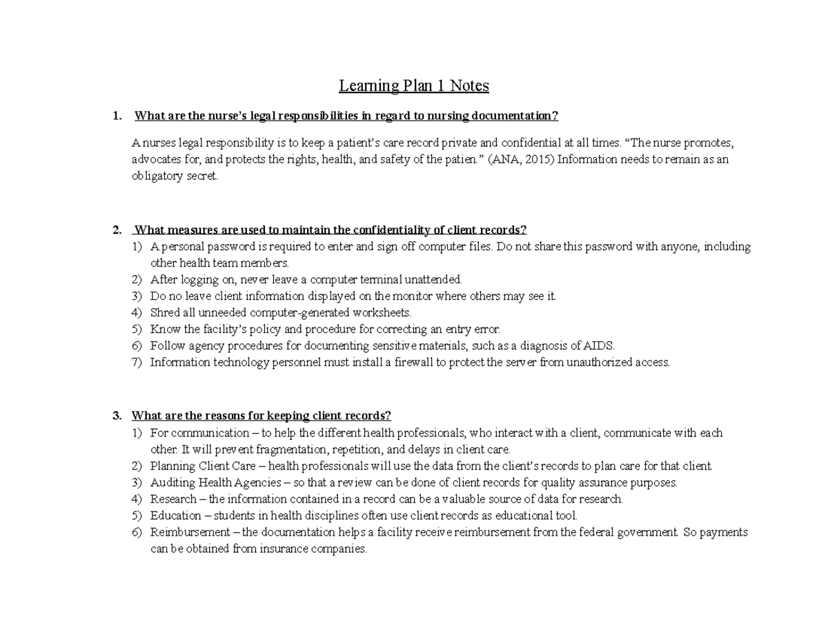 Learning Plan 1 - homework assignment in Fundamentals - Learning Plan 1 ...