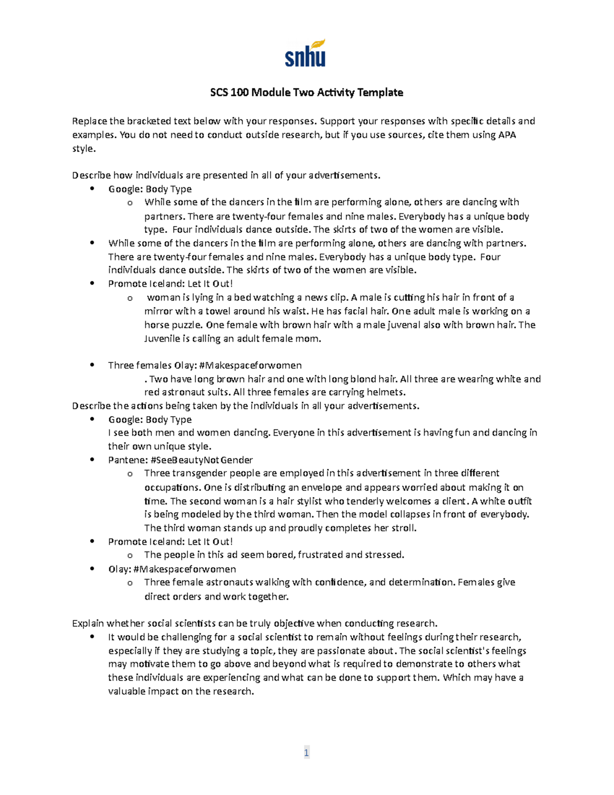 SCS 100 Module Two Activity Template - SCS 100 Module Two Activity ...