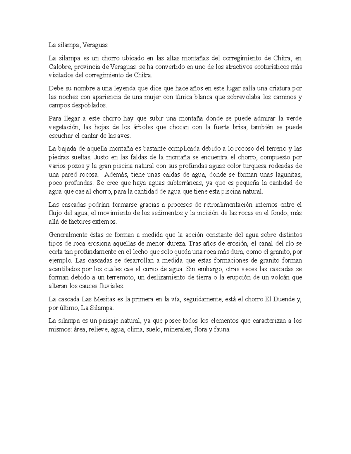 La%20silampa%20final - La silampa, Veraguas La silampa es un chorro ...