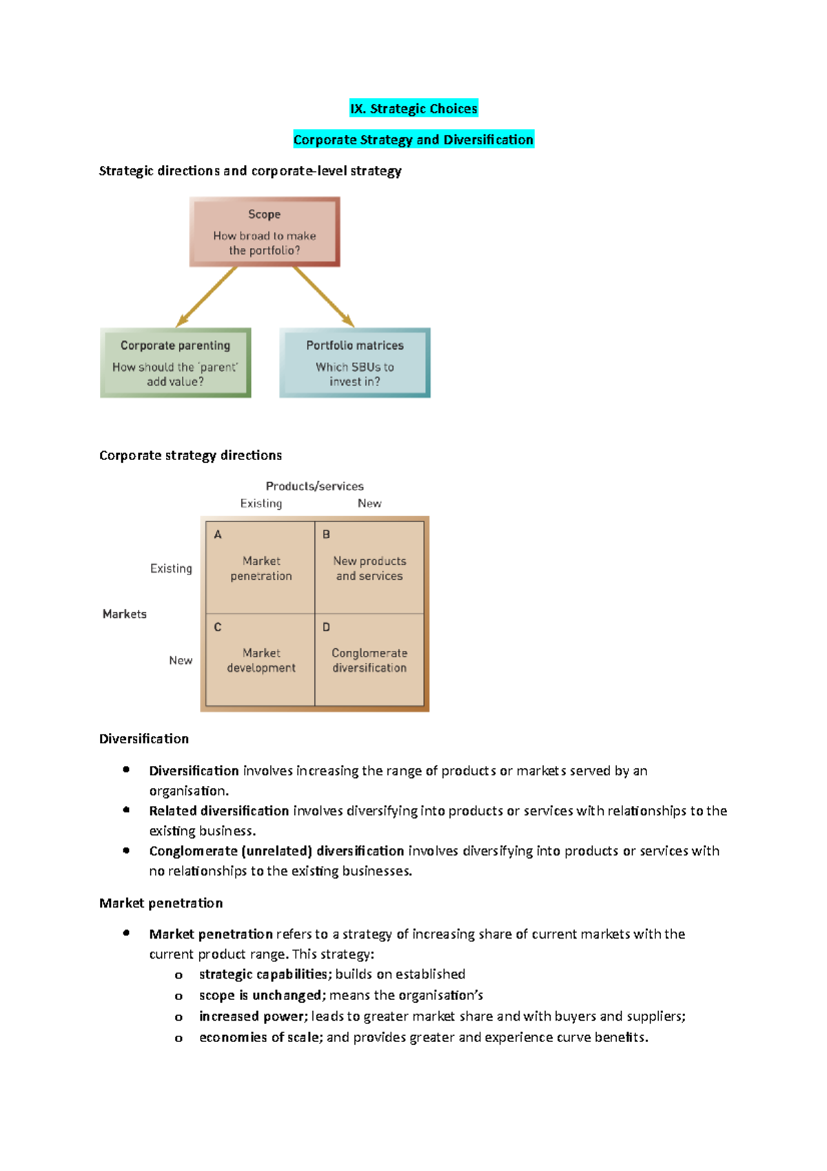 IX. Strategic Choices-Corporate Strategy and Diversification - IX ...