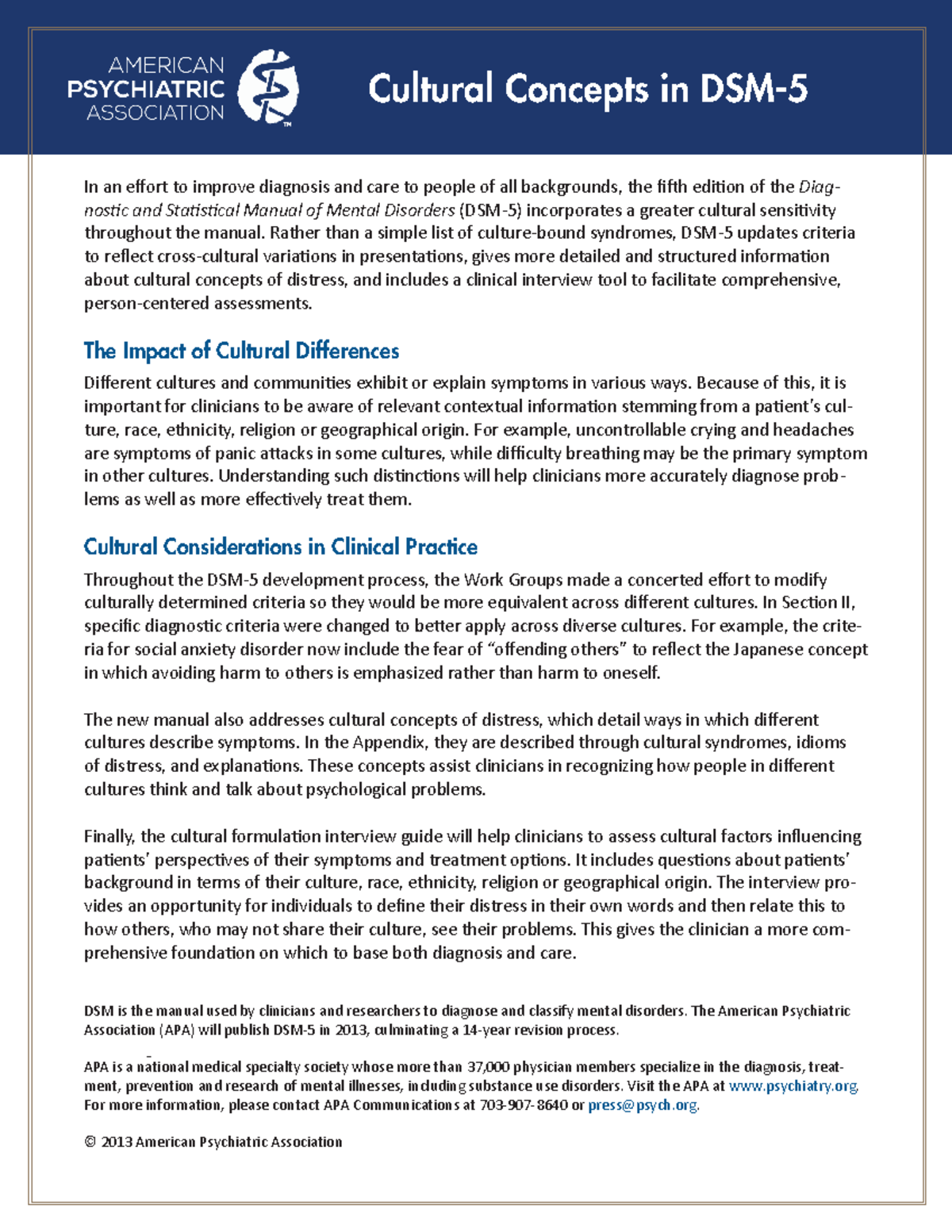 APA DSM Cultural-Concepts-in-DSM-5 - Cultural Concepts in DSM- In an ...