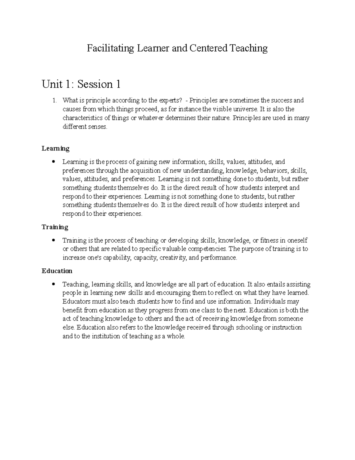 Prelim Notes Facilitating - Facilitating Learner and Centered Teaching ...