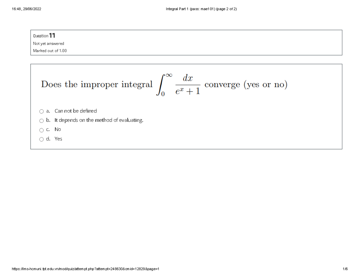 Integral Part 1 Pass Mae101 Page 2 Of 2 Mathematics Engineering