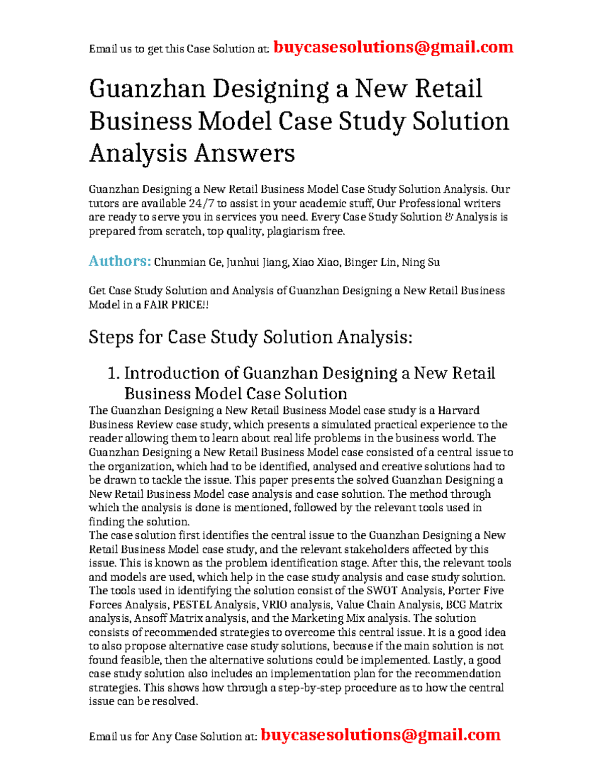 Case Solution Guanzhan Designing a New Retail Business Model - Guanzhan ...