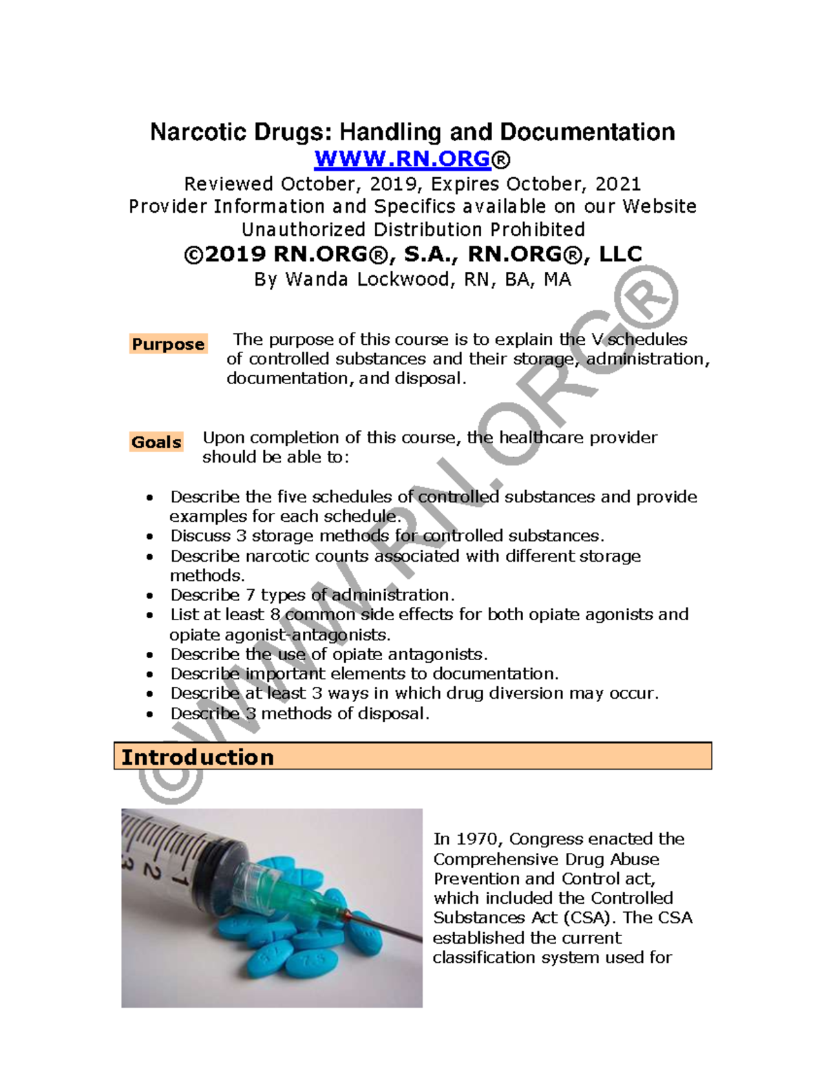 Coursematerial-10004 - Narcotic Drugs: Handling and Documentation WWW ...
