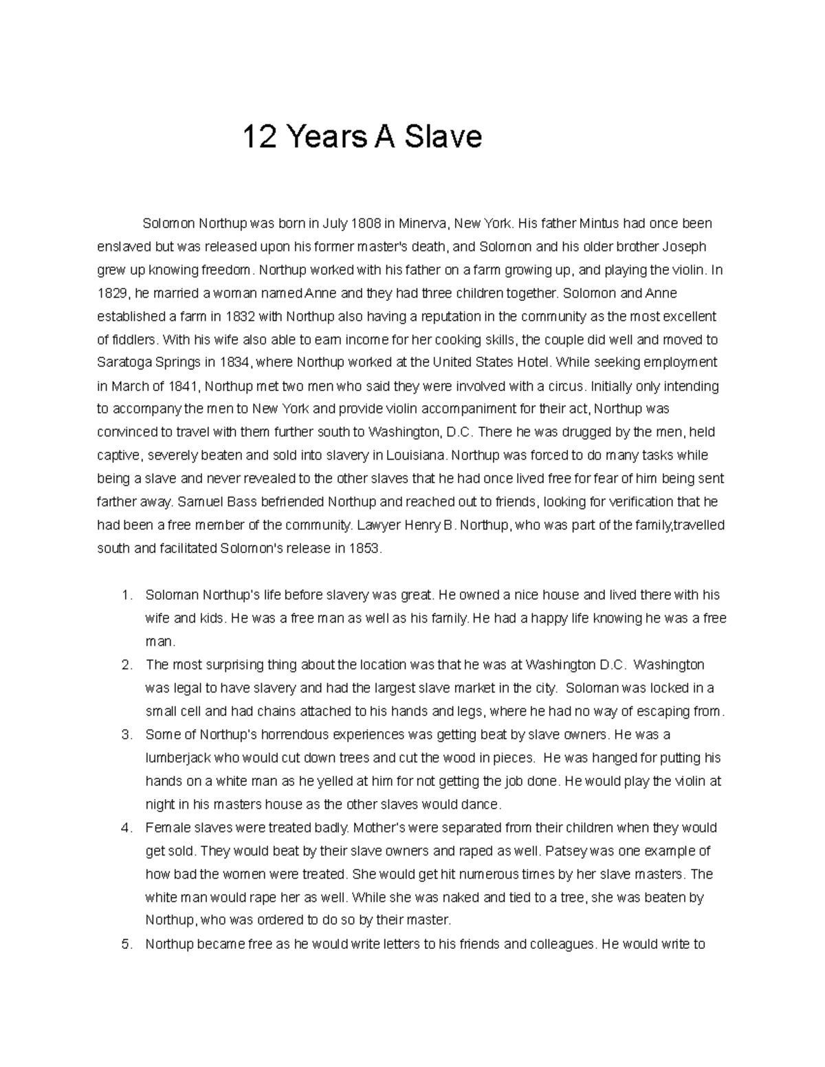 12 Years A Slave - In Minerva, New York, in July 1808, Solomon Northup ...