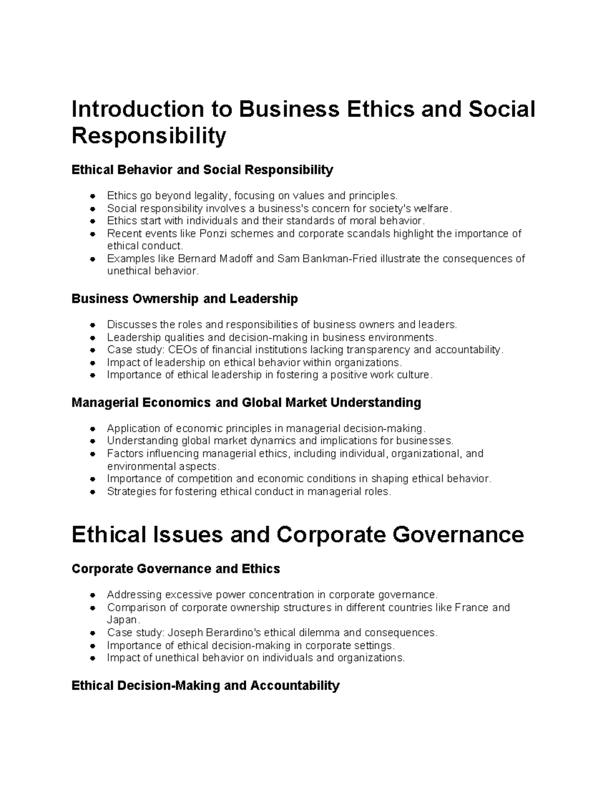 Introduction to Business Ethics and Social Responsibility ...