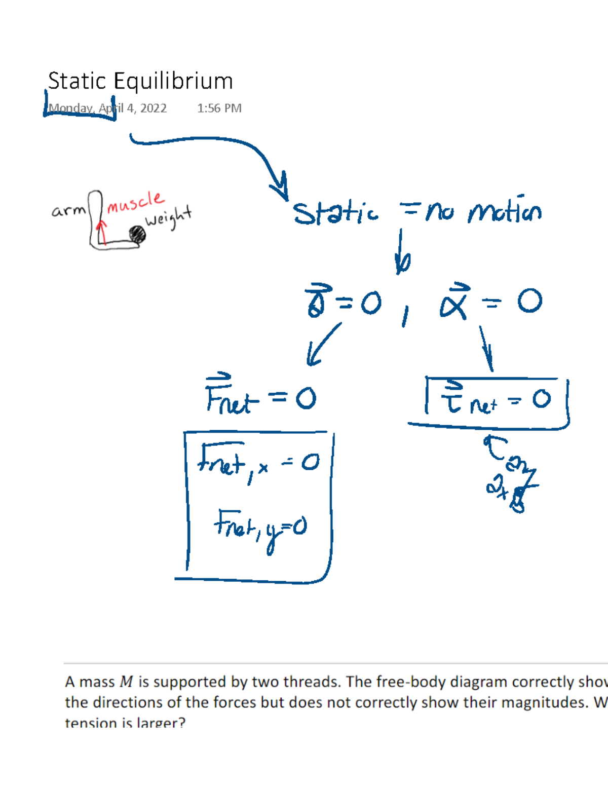 Static Equilibrium - Professor: Michael Dubson - Static Equilibrium ...