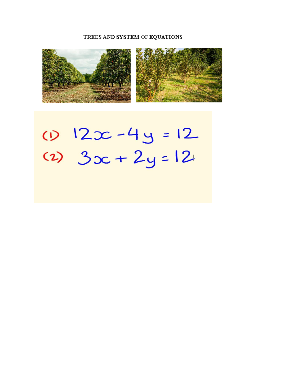 Sana Imane Math Pre-PBAT - TREES AND SYSTEM OF EQUATIONS Introduction A ...