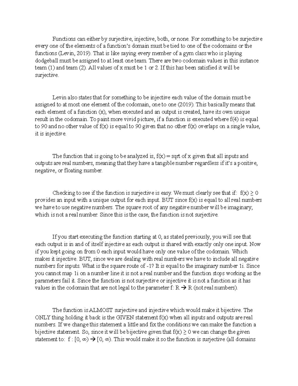 Discrete Mathematics Unit 6 Discussion - Functions can either by ...