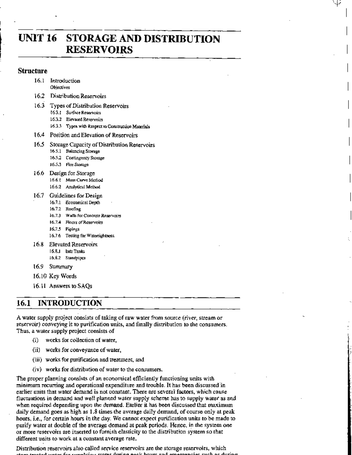 Water supply - Analyze numeric - UNIT 16 STORAGE AND DISTRIBUTION ...
