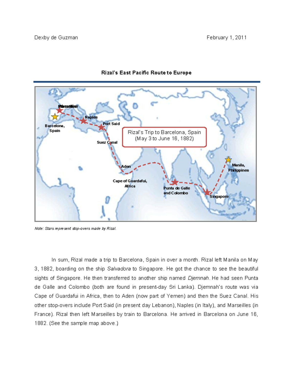 Rizal - East Pacific Route to Europe - Dexby de Guzman February 1, 2011 ...