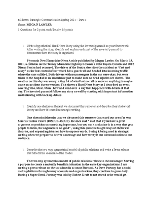 CM 2007 Midterm - Matthew Gagne Megan Lawler CM 2007 4/6/ Midterm Midterm Exam Part 2 ...