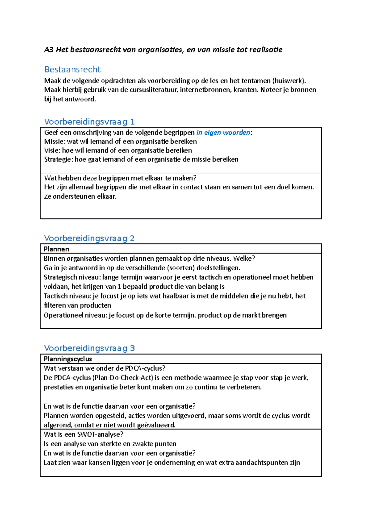 2021 Les A3 voorbereidende opdrachten Het bestaansrecht van ...