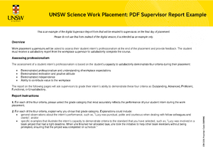 Work Placment Assessment 1A Marking Rubric - Students should consider ...