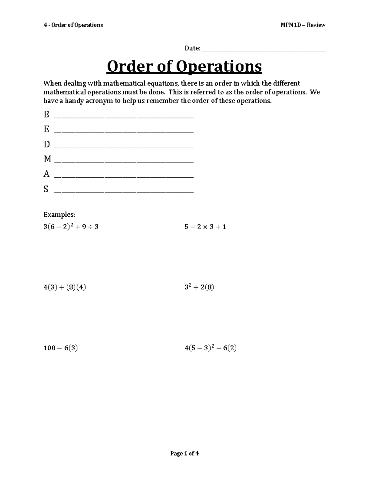 04 - Order of Operations - Date ...