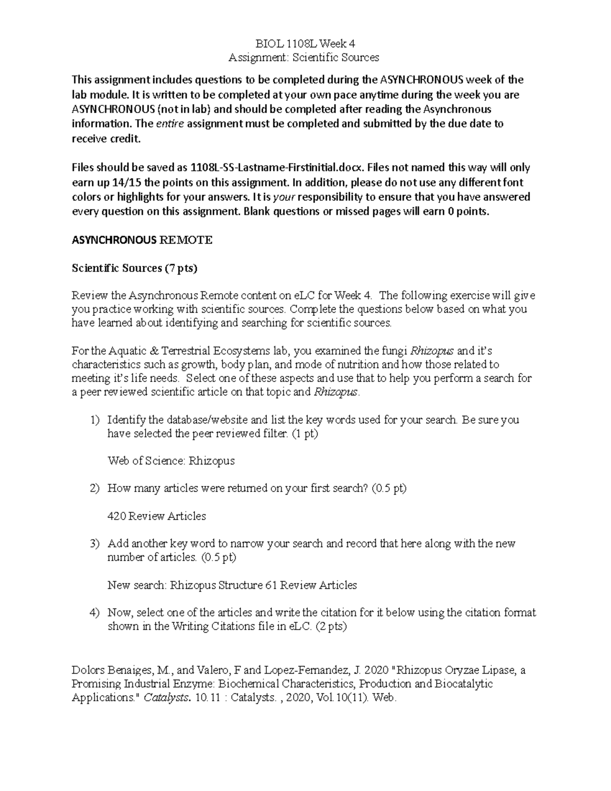 Biology 1108 Lab Scientific Sources - BIOL 1108L Week 4 Assignment ...