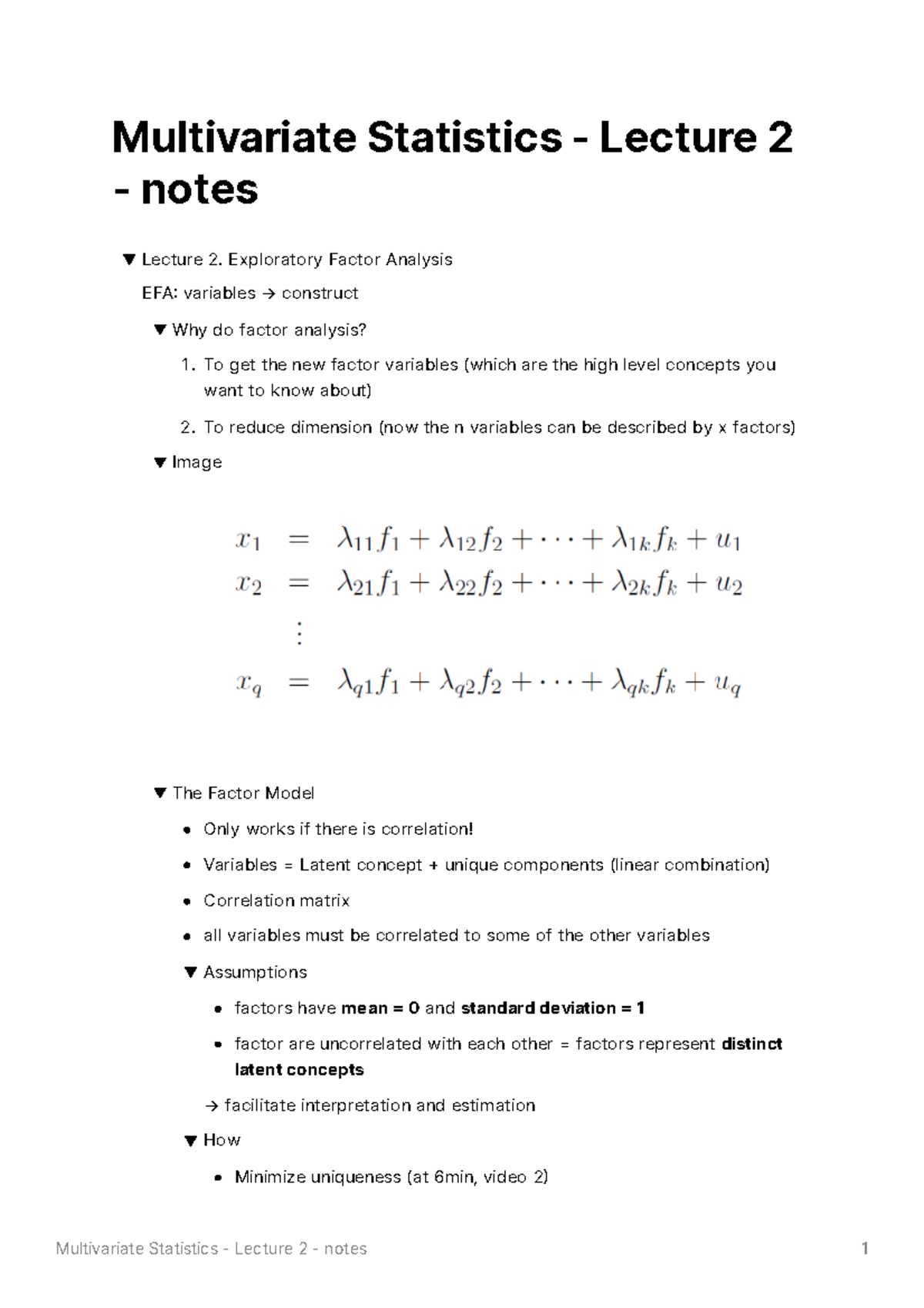 Multivariate Statistics - Lecture 2 - notes - Multivariate Statistics ...