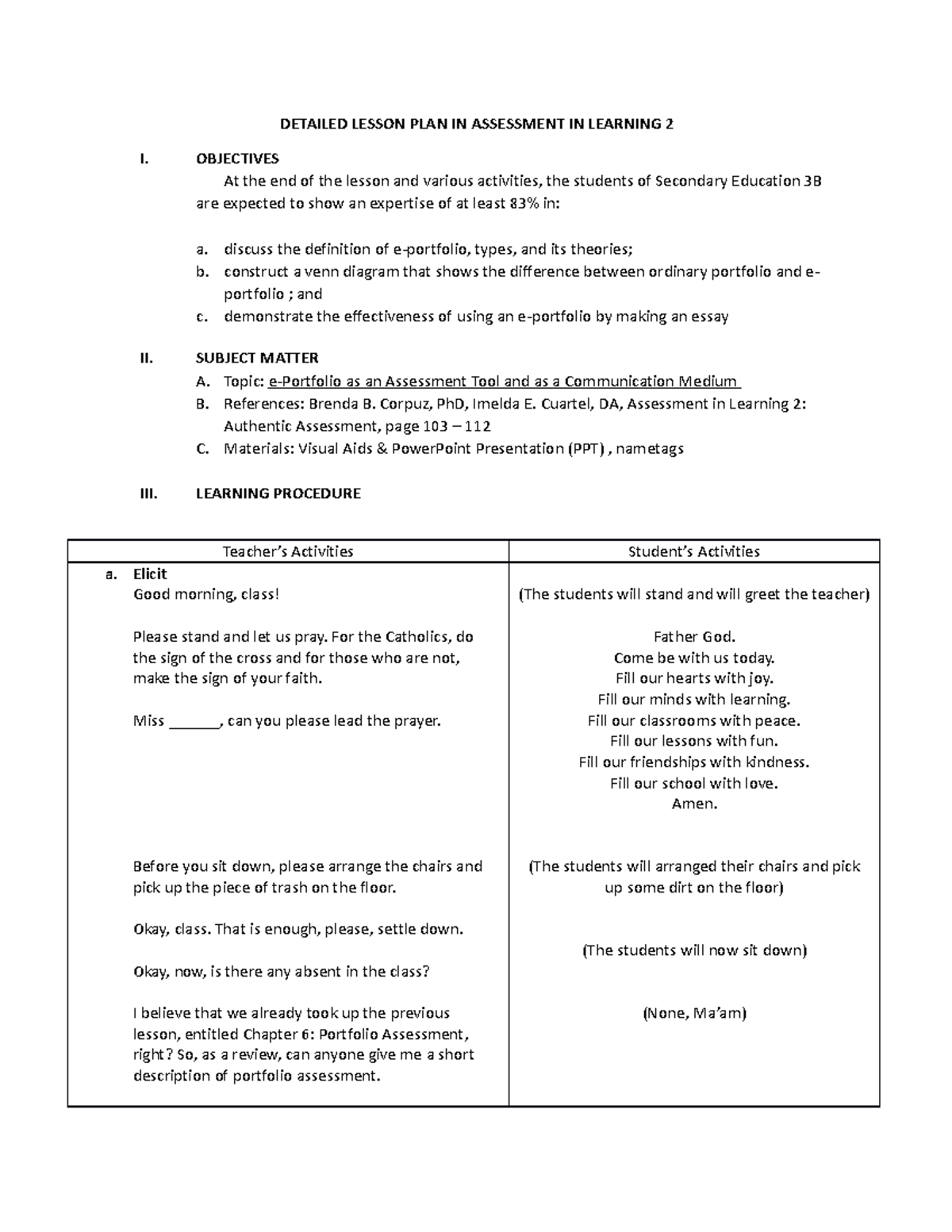 Local media 2272668859755103215 - DETAILED LESSON PLAN IN ASSESSMENT IN ...