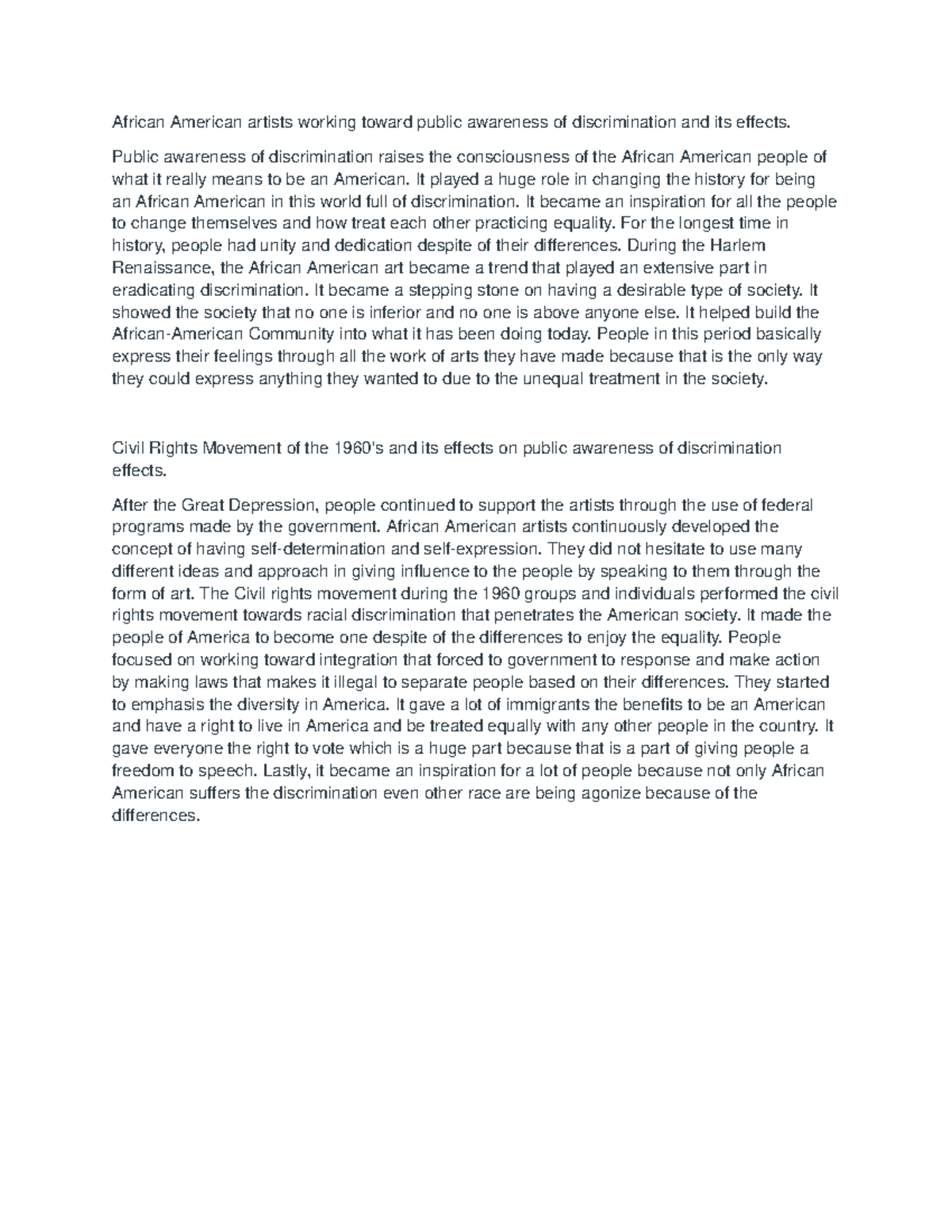 Step 21 Reading Assignment - African American artists working toward ...